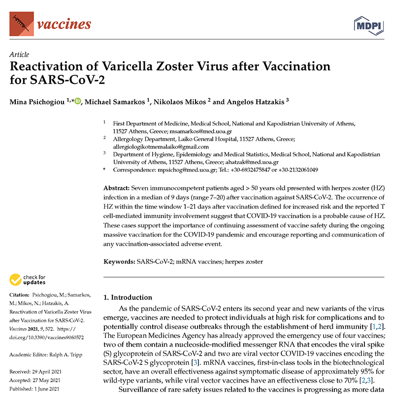 Vaccines 2021-06 - Reactivation of Varicella Zoster Virus after ...